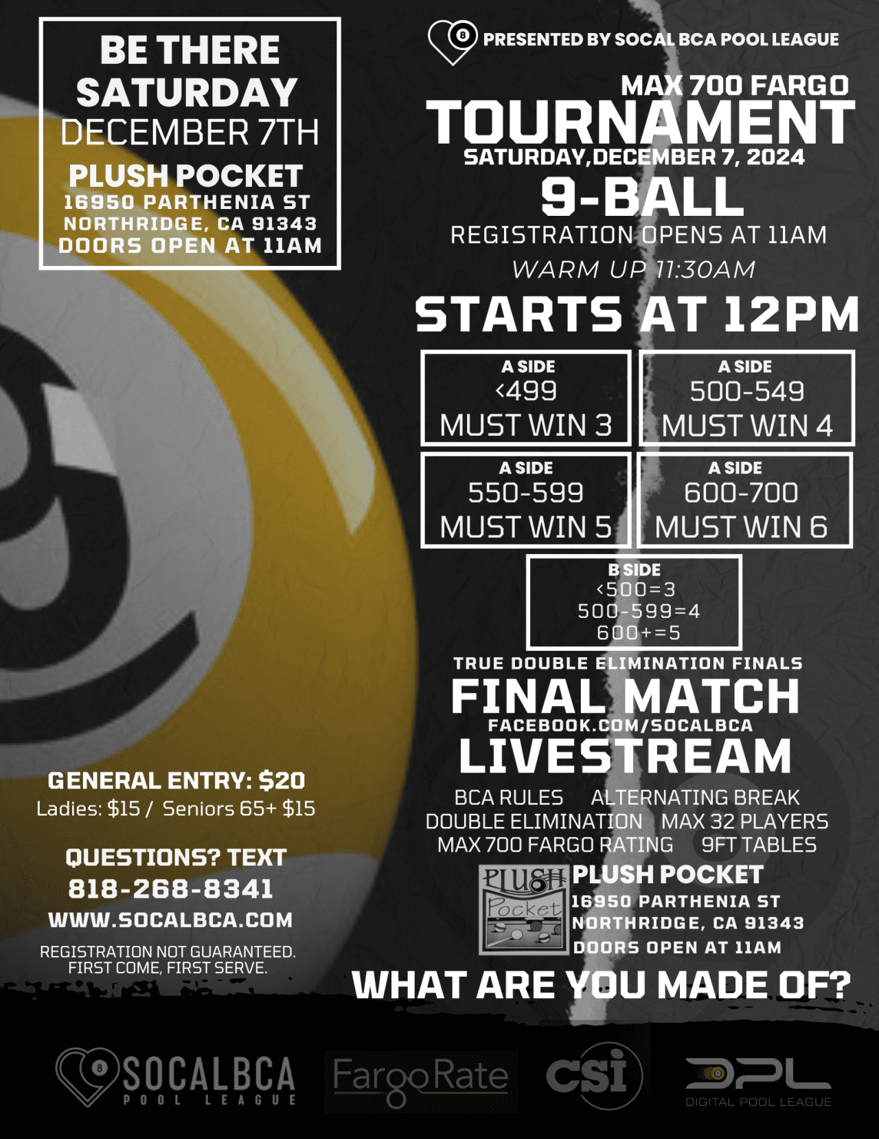 Max 700 Fargo DE 9FT 9B Tournament (Handicapped) 12-7-2024 – FLYER ...